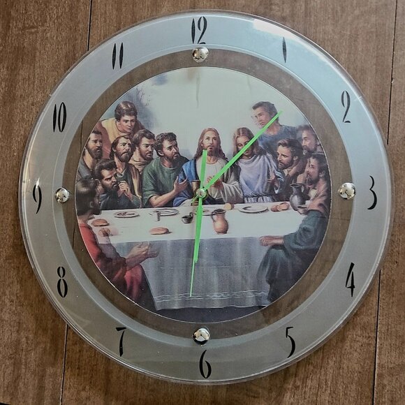 Clock | Wall Decor | 3d Last Supper Wall Clock Round 4 Glass Cover ...